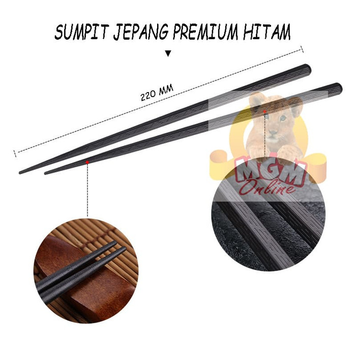 Sumpit Jepang PREMIUM hitam 22CM / Japanese Chopstick PREMIUM 1 pasang ...