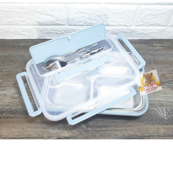 LOCK Lunch box Sekat 4 Kotak makan Stainless – mess tray ompreng sekat ...
