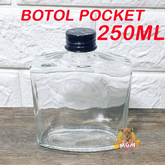 Botol pocket 250ml kaca Whiskey Botol kopi Botol kaca kotak unik ...