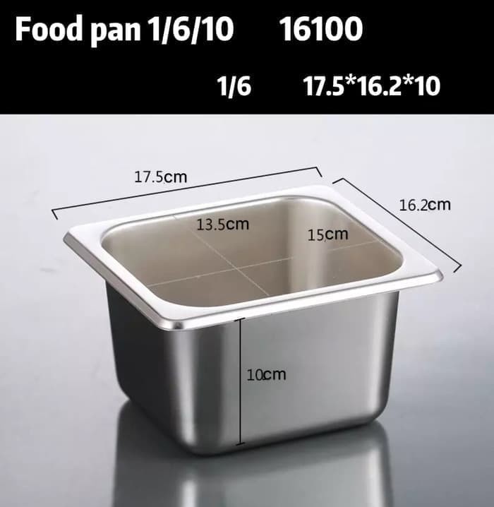 Food pan prasmanan Stainless ukuran 1/6 tinggi 10CM / Wadah Stainless ...