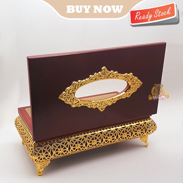 LUXURY Metal KAYU Klasik Gold Tempat kotak tisu Tissue Box elegant ...