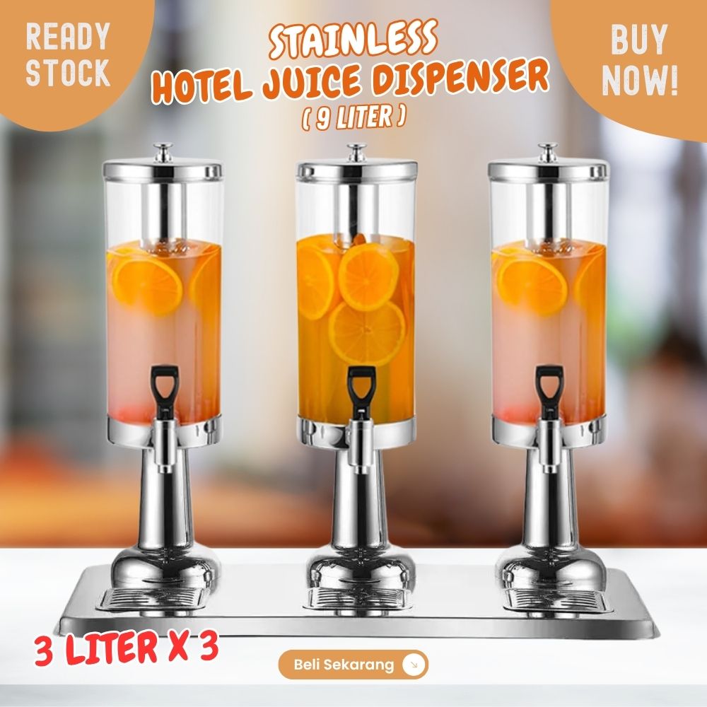 Hotel Juice Dispenser 3Lx3 Stainless dispenser tower TRIPLE tank 9L ...