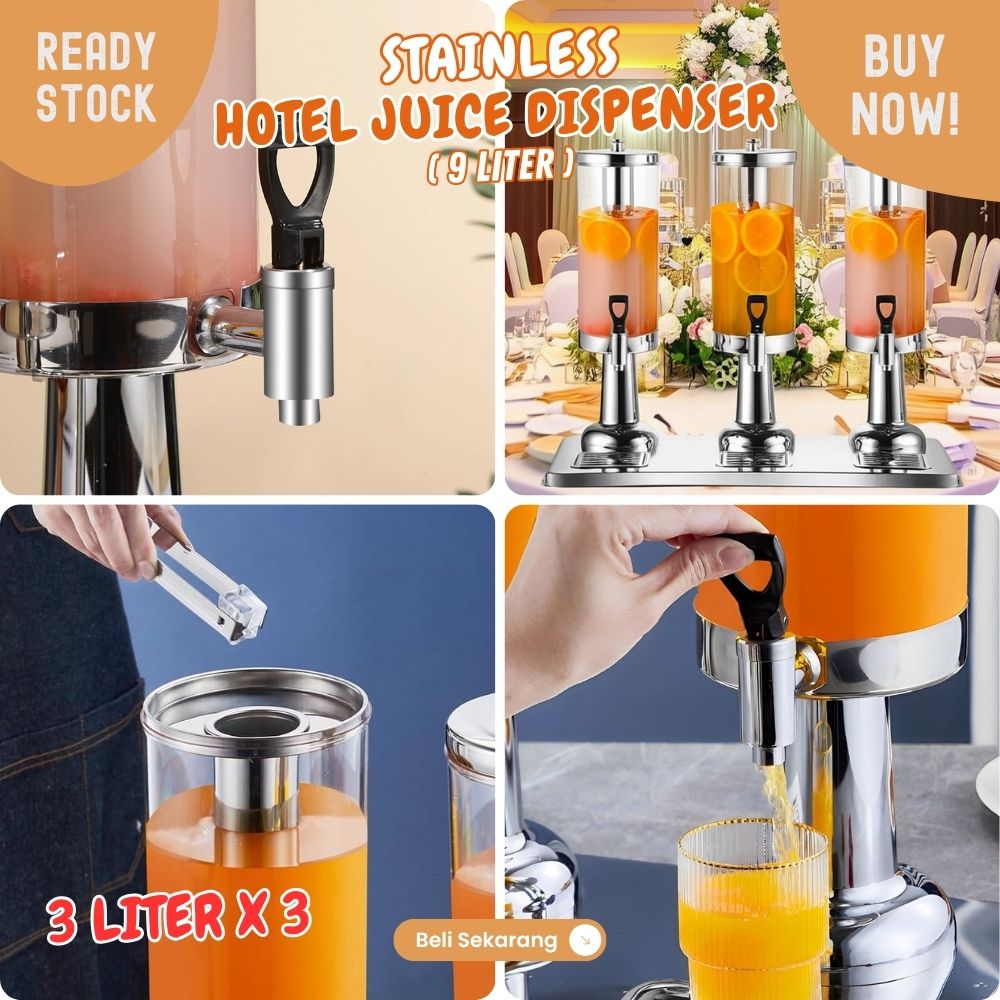 Hotel Juice Dispenser 3Lx3 Stainless dispenser tower TRIPLE tank 9L ...
