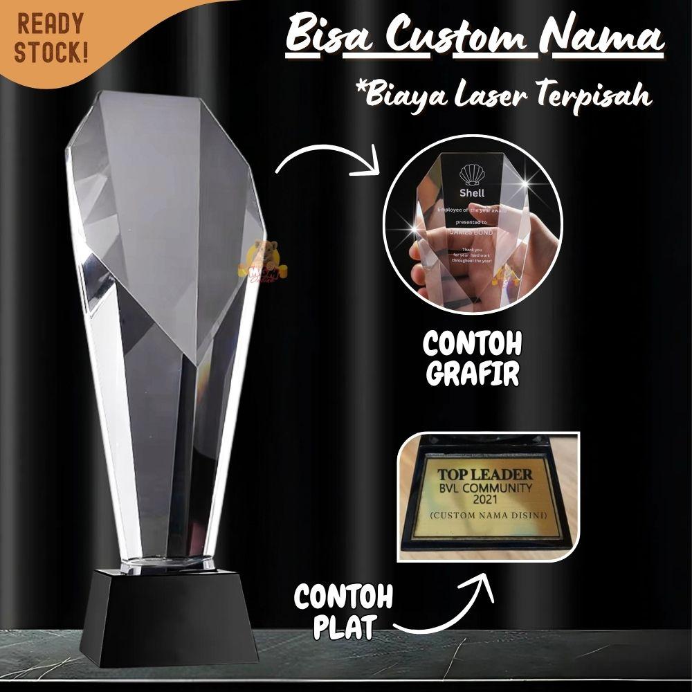 P35-S Plakat kristal 22cm Trophy Crystal kaca Piala award penghargaan ...